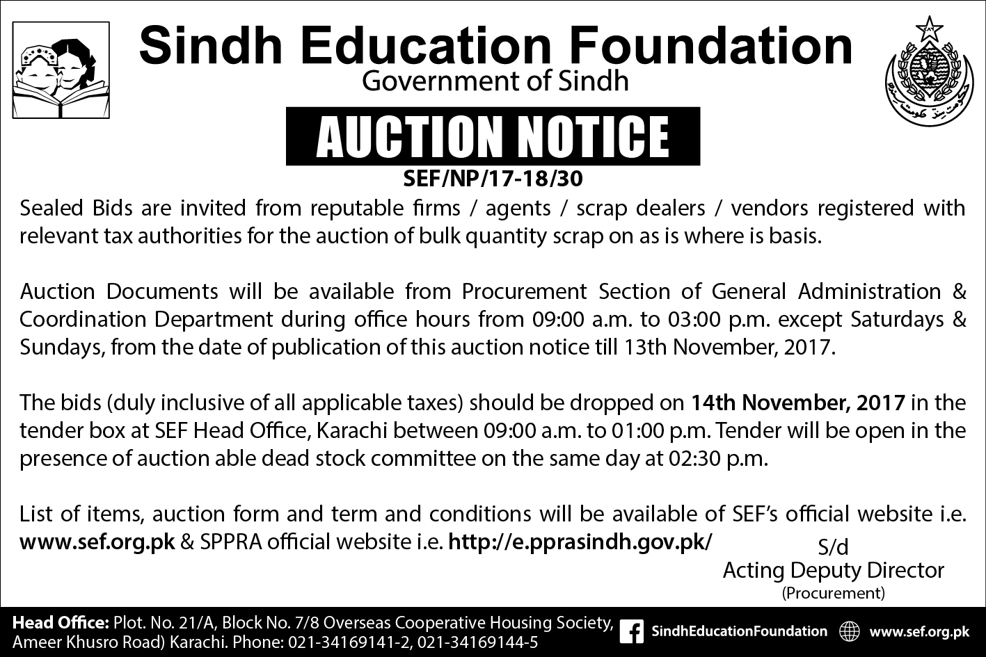 SINDH EDUCATION FOUNDATION (Govt of Sindh)